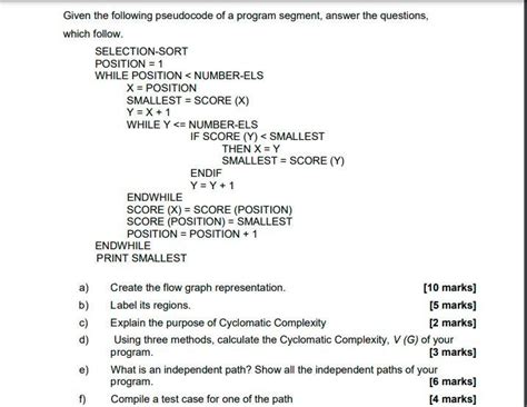 Solved Given The Following Pseudocode Of A Program Segment Chegg