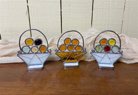 Vintage Stained Glass Easter Basket ~ Glass Easter Basket ~ Easter