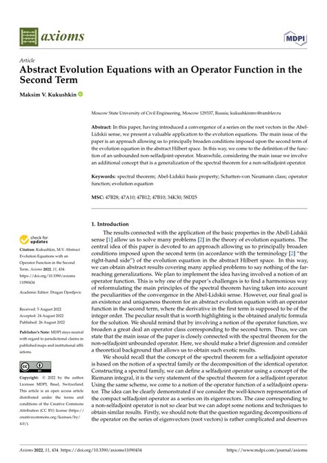 Pdf Abstract Evolution Equations With An Operator Function In The