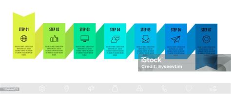 7개의 레이블이 있는 벡터 인포그래픽 디자인 템플릿입니다 현대 리본 컨셉 종이 접기 스타일은 다이어그램 웹 배너 워크플로 레이