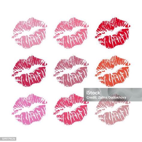 흰색에 립스틱의 각인 흰색 배경에 고립 된 빨간색 분홍색 자홍색 입술의 실루엣 실제 립스틱 질감의 질적 흔적 개성 개념에 대한 스톡 벡터 아트 및 기타 이미지 Istock