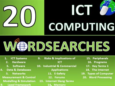 20 X Wordsearches Ict Computing Gcse Or Ks3 Keyword Starters Wordsearch Activity Or Cover Lesson
