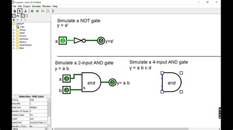 introduction o logisim simulating the basic logic gates not and or youtube