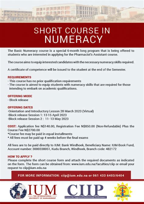 Short Course In Numeracy The International University Of Management