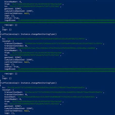 truffle console showing the processed transactions download