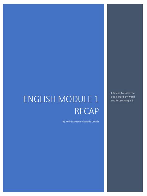 English Module 1 Recapitulation Summary Recap Pdf Syntax Language