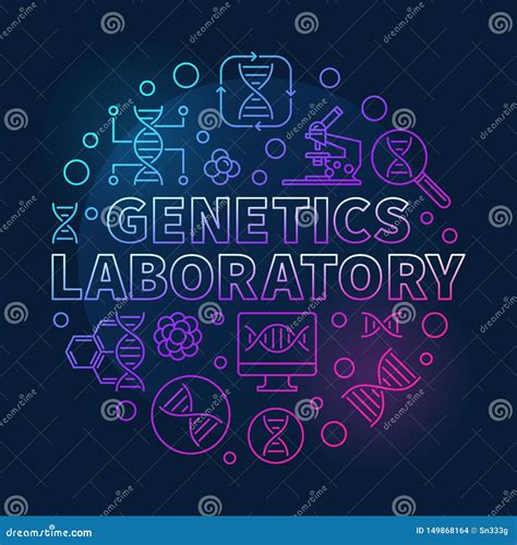 Genetics Laboratory Vector Circular Colored Line Illustration Stock