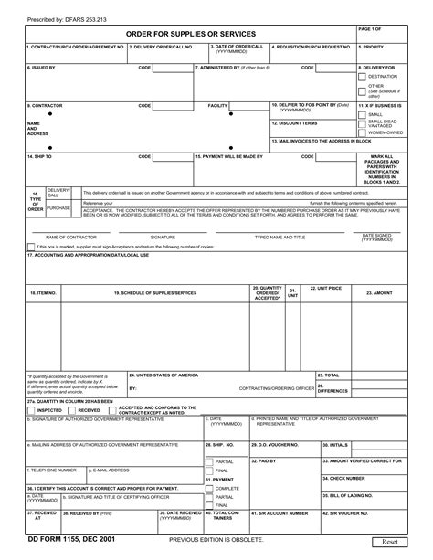 DD Form Order For Supplies Or Services Forms Docs