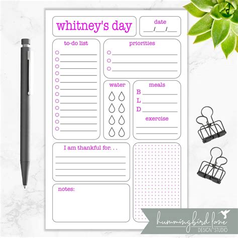 Daily Planner Notepad Personalized Notepad Custom Planner Organization To Do Lists