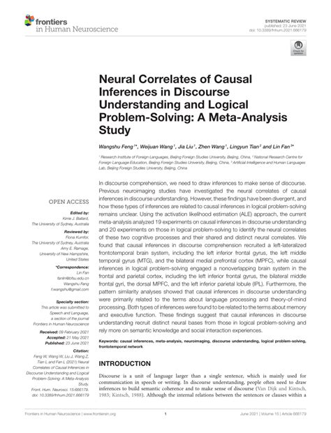 Pdf Neural Correlates Of Causal Inferences In Discourse Understanding And Logical Problem