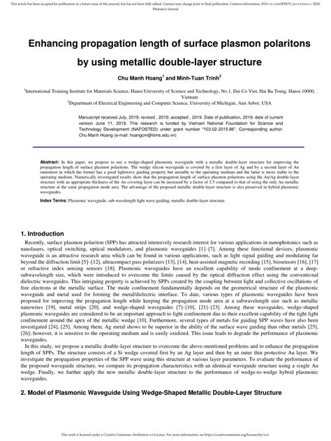 Pdf Enhancing Propagation Length Of Surface Plasmon Polaritons By