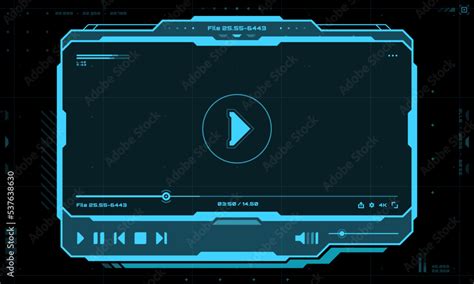 hud video and sound player futuristic screen interface live audio player ui with digital