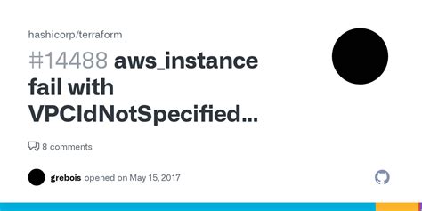 Awsinstance Fail With Vpcidnotspecified Even When Vpcsecuritygroupids Is In Place · Issue