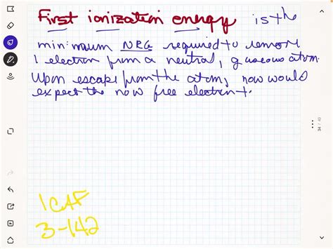 Solved The First Ionization Energy Is The Minimum Energy Required To