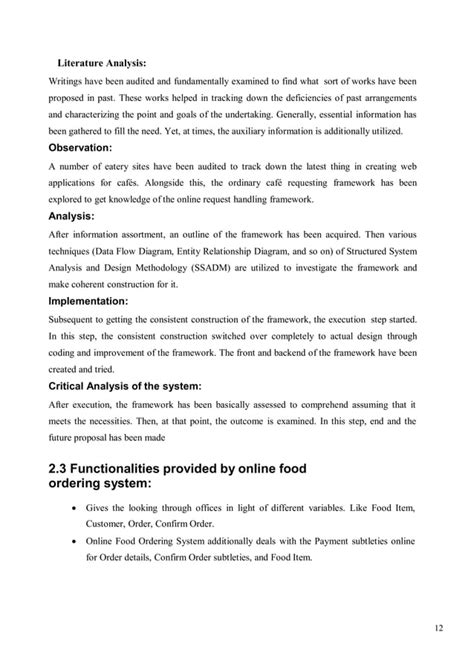 Final Year Project Of Online Food Ordering System Pdf
