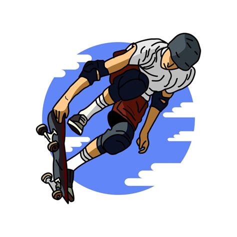 흰색 배경 Eps 파일에 스케이트 보드 스포츠 벡터 일러스트 레이 션 프리미엄 벡터