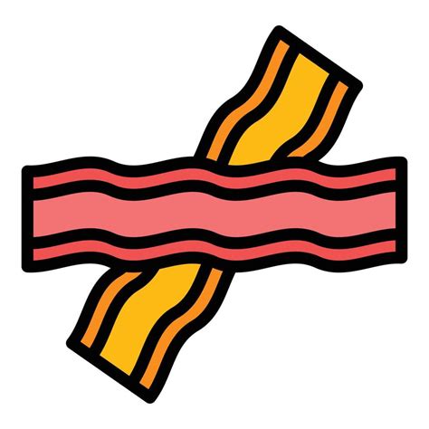 Bacon Slice Icon Color Outline Vector 15121640 Vector Art At Vecteezy