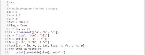 solved your task write a function ismutable v which returns