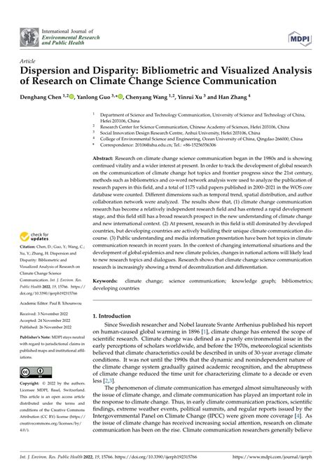 Pdf Dispersion And Disparity Bibliometric And Visualized Analysis Of Research On Climate