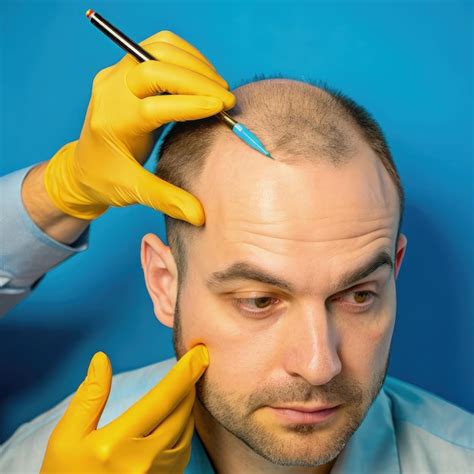 Man Receiving Hair Restoration Treatment In A Clinical Setting Generative Ai Premium Ai