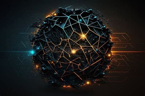 Abstract Futuristic Technology With Polygonal Shapes Background Cyber Technology Futuristic And