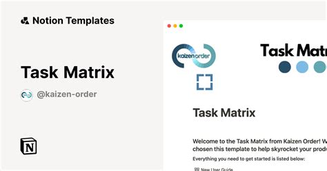 Task Matrix Template By Kaizen Order Notion Marketplace