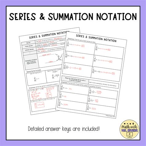 Series And Summation Notation Guided Notes For Algebra 2 Made By Teachers