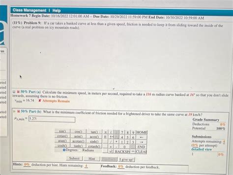 Solved Problem If A Car Takes A Banked Curve At Chegg Com