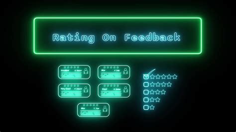 Rating On Feedback Neon Blue Fluorescent Text Animation Green Frame On Black Background 21388881