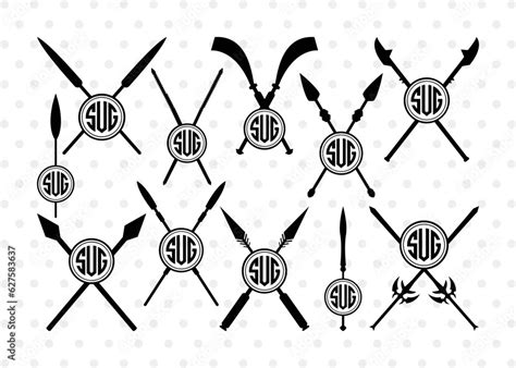 Vetor De Spear Circle Monogram Weapon Svg Pike Weapon Svg Sparta Svg