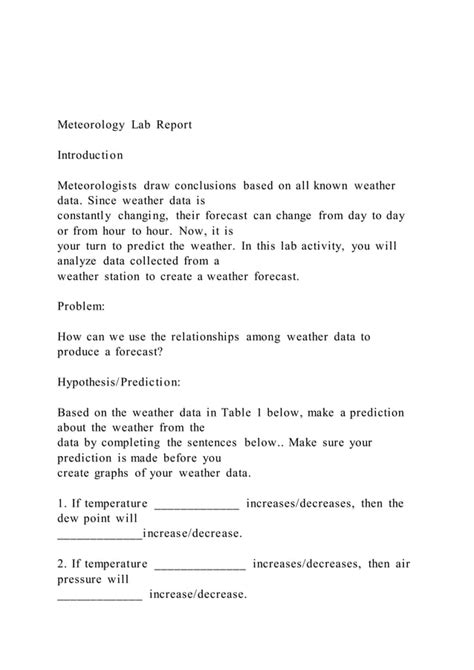 Meteorology Lab Reportintroductionmeteorologists Draw Pdf