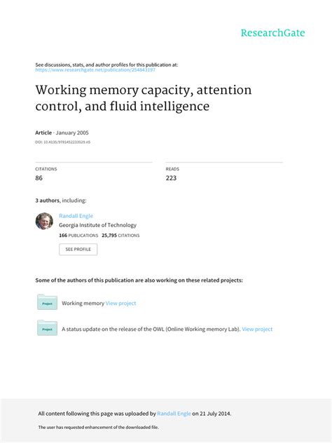 Working Memory Capacity Attention Control And Fluid Intelligence Pdf