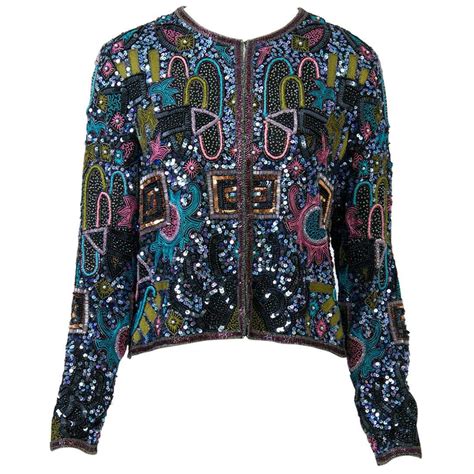 Multicolored Geometric Beaded Evening Jacket For Sale At 1stdibs