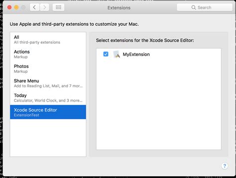 Create An Xcode 8 Extension But No Option On Xcode Editor Stack Overflow