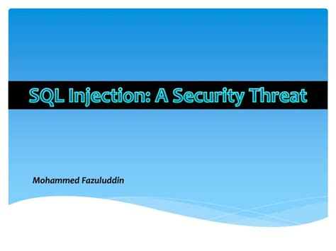 sql injection introduction and prevention pptx