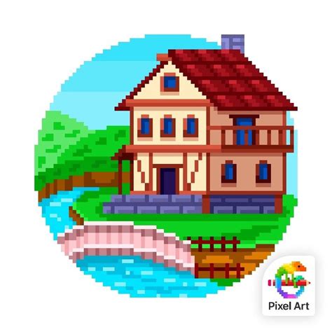 Pixel Art House With Boat
