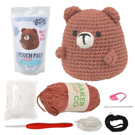 Amigurumi Crochet Kit Beginner Diy Yarn Set Bear Cat Dino Frog