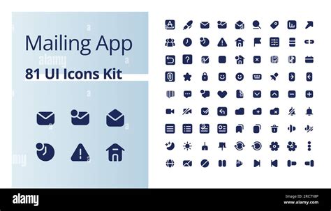 Mailing App Black Glyph Ui Icons Kit Stock Vector Image And Art Alamy