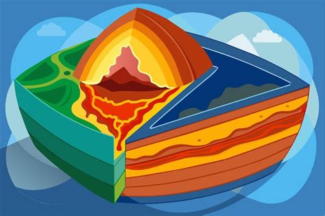 Diagram Of Earths Layers Crust Mantle Outer Core Inner Core Premium Ai Generated Vector