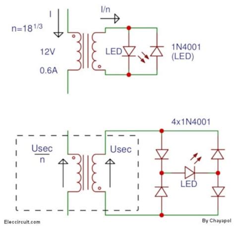 Many Simple LED AC Mains Voltage Current Indicator Circuits