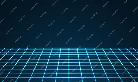 Premium Vector Perspective Grid Abstract Wireframe Landscape