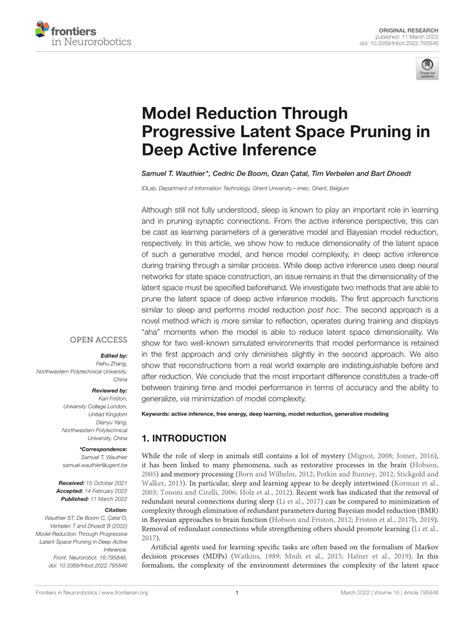Pdf Model Reduction Through Progressive Latent Space Pruning In Deep Active Inference