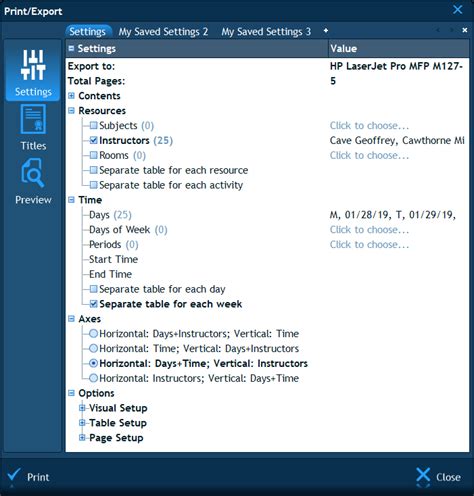 SCHEDULING STUDIO User S Guide Printing And Exporting