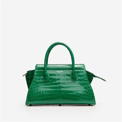 Sac à Main Patti S Crocodile Couleurs Jade Green Cr Int Fuchsia
