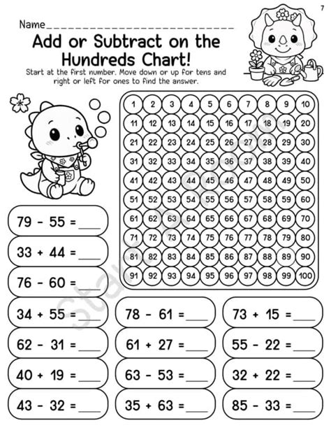 Using A Chart To Add And Subtract Subtract Tens And Ones On A Hundred Chart