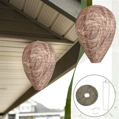 3 Pack Wasp Nest Decoy Lantern Hanging Wasp Deterrent For Wasps Hornets Outdoor Waterproof