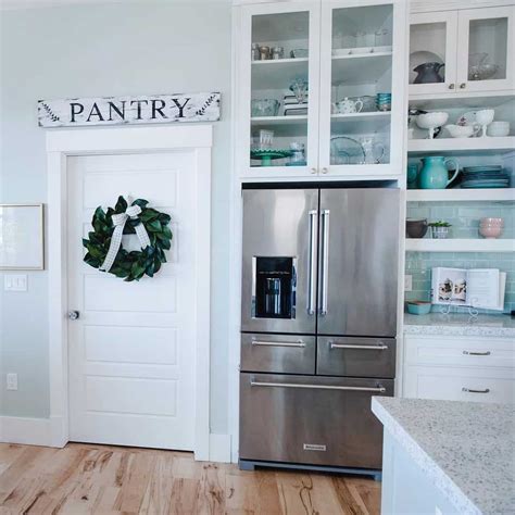 White Pantry Door Ideas With Green Wreath Soul And Lane