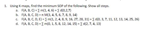 Solved Using K Maps Find The Minimum SOP Of The Chegg