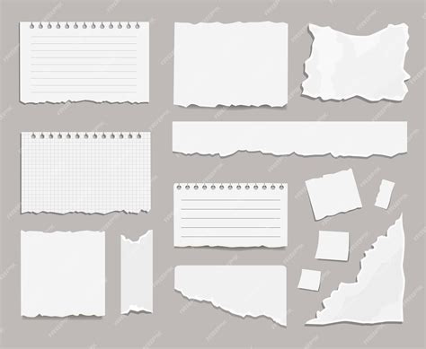 찢어진 백서 스크랩 만화 그림 세트 노트북 시트의 들쭉날쭉한 정사각형 조각입니다 찢어진 빈 메모나 메모 찢어진 가장자리가