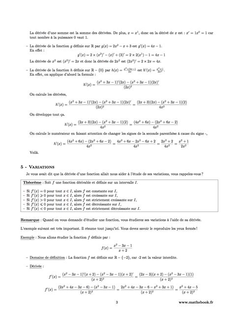 Dérivation Cours Pdf à Imprimer Maths Terminale Es